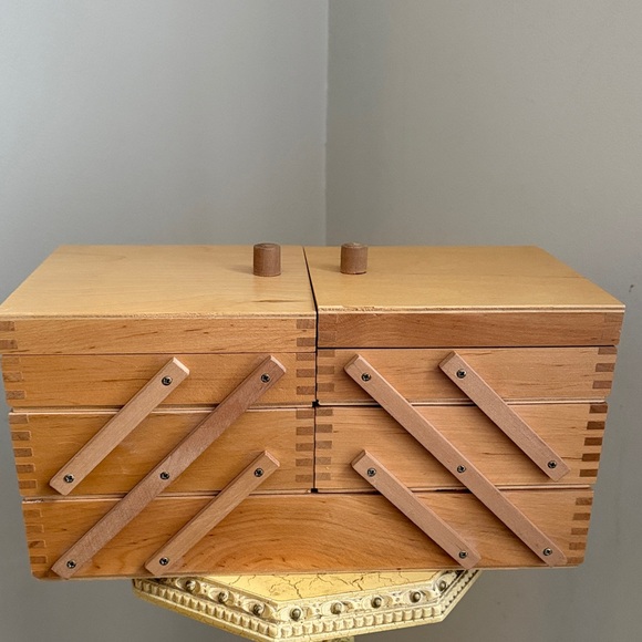 Storage & Organization | Wooden Tiered Sewing Box Natural Wood | Poshmark